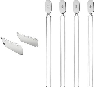 Rösle Primezone-Windschutz VIDERO, Hochwertige Halterung für Grillspieße Edelstahl, silberfarben & Grillspieße, Doppelspieße zur Zubereitung von Schaschlik 