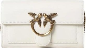 Pinko Pinko, Femme, Sacs, Beige, Taille: ONE Size Love Birds Wallet Leather Clutch