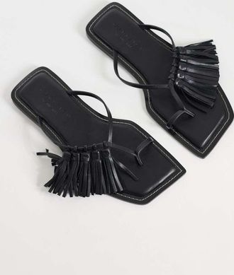 Asos Flit - Hochwertige Ledersandalen in Schwarz mit Quasten
