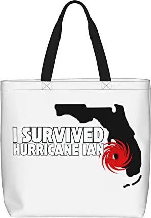 Generic Sac Fourre-Tout JAi Surv&eacute;cu &Agrave; LOuragan Ian Sac Biblioth&egrave;que Pliable De Grande Capacit&eacute; Sacs &Agrave; Main, Pour Burea, &Eacute;cole, Voyage, Tous Les Jours