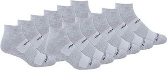 Saucony Mens Multi-Pack Mesh Ventilating Comfort Fit Performance Quarter Socks (6, Grey (12 Pairs), Shoe Size: 8-12