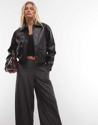French Connection Bomberjacke in Schwarz in Lederoptik