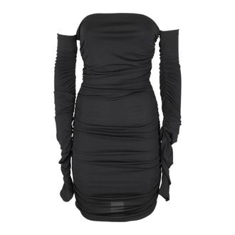 Andamane Femme, Robes, Noir, Taille: 34 FR Mini Robe en Lin