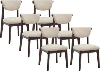 Vente-Unique Sedia In Tessuto Testurizzato E Legno Di Hevea Beige - Lotto Di 6 - Gabiel