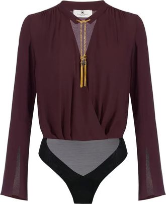 Elisabetta Franchi Georgette-Body mit Schmuckdetail - Rot