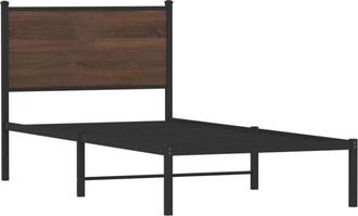 vidaXL Cadre de lit en m&eacute;tal sans matelas ch&ecirc;ne marron 90x190 cm vidaXL