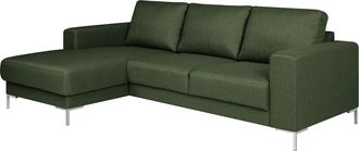 Fredriks home24 Ecksofa Grün Webstoff Mavie 236 x 82 x 147cm Longchair davorstehend links ohne Schlaffunktion Modern