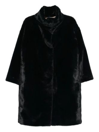 Herno manteau &agrave; col montant en fourrure - Noir