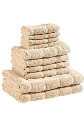 Esposa Frottierset Check, Karamell, Textil, 10-teilig, 30x50 cm, Badtextilien, Handtuch-Sets