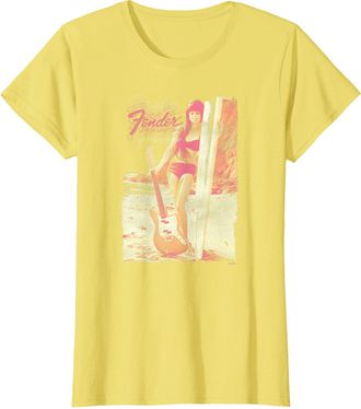 Fender 12 String Jazzmaster Guitar and Girl Beach T-Shirt