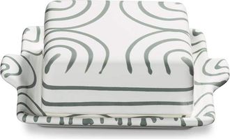 Gmundner Keramik Butterdose Gr&ouml;sse: l= 16.5 cm x b= 12 cm x h= 5.7 cm Graugeflammt Geschirr, handgemacht in &Ouml;sterreich