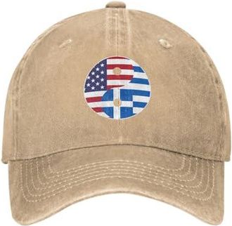 Generic Drapeau Yin-Yang Am&eacute;rique Et Gr&egrave;ce Unisexe Hip-Hop Cap D&eacute;contract&eacute; Casquette De Baseball R&eacute;glable Snapback Cap pour Ext&eacute;rieur Toutes Les Saisons Voyag
