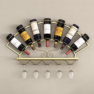 Generic Weinregal Wand, Weinregal Metall, Stabile Tragfähigkeit, Einfach und Stilvoll, Einfache Installation, für Küche, Esszimmer, Bar Oder Weinkeller(Gold)