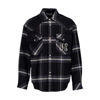 Palm Angels Homme, Chemises, Noir, Taille: L Surchemise &agrave; carreaux Monogram