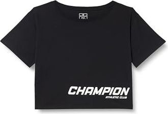 Champion Athletic Club W Crop Oversized S/L T-Shirt, Noir, Medium Femme