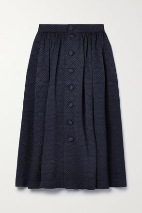 Adam Lippes Jupe Midi En Laine Mélangée Matelassée - Bleu