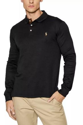 Polo Ralph Lauren Langarm-Poloshirt Herren Luxury Pima Cotton Slim Fit Polo Hemd Besonders weich und strapazierf&auml;hig, Gesticktes Pony-Logo