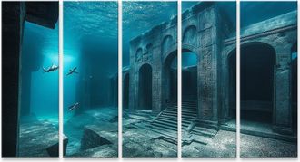 Islandburner Bild auf Leinwand Versunkene Tempelruine mit Haien Bilder Wandbilder Poster