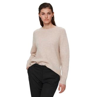 Selected Damen Selected Rundhals Strickpullover Lockerer Feinstrick Wollpullover SLFLULU Sweater, Farben:Beige-2, Gr&ouml;&szlig;e:XXL