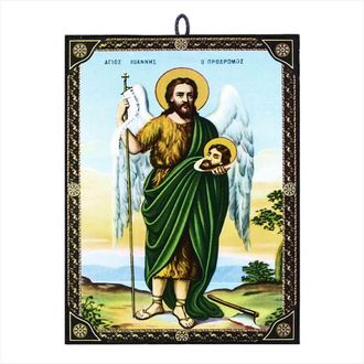 NKlaus Ikone Johannes Der T&auml;ufer 9,7x13,5x1,2cm Christliche Ikone orthodox aus Griechenland 60127