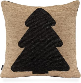 H.O.C.K. X-Mas Tree Tannenbaum Weihnachtskissen inkl. F&uuml;llung Leander Wendekissen 40x40cm (40x40cm, Taupe/schwarz)
