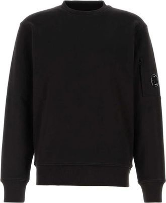 C.P. Company C.p. Company, Homme, Sweatshirts et sweats &agrave; capuche, Noir, Taille: 2XL SweaT-shirt ras du cou en molleton gratt&eacute; diagonal avec d&eacute;tail Lens