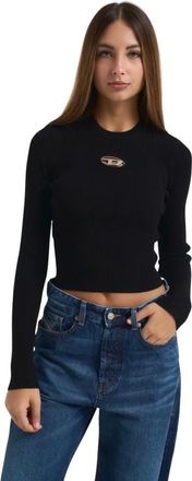 Diesel Femme, Pulls, Noir, Taille: 40 FR Pull noir avec détail découpé