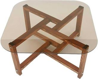 Dmora Couchtisch Cepheus 80x80x40h cm Braun, mit Zeitschriftenablage