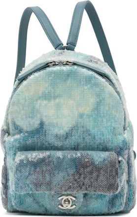 Chanel Sac &agrave; dos textur&eacute; doccasion - Femme - Pre-owned - Bleu - Taille: ONE Size