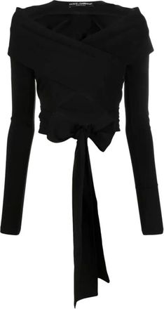 Dolce & Gabbana Femme, Tops, Noir, Taille: 38 FR Top cache-coeur &agrave; d&eacute;coupes