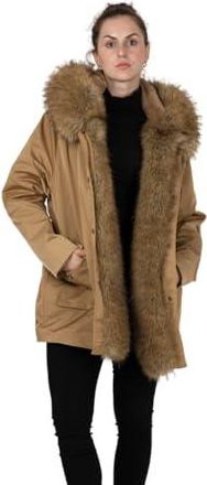 K.Zell Manteau Parka avec Col et Capuche en Fausse Fourrure, Doublure Chaude, Fermeture &agrave; Boutons et Zip (FR/ES, Alpha/lettres, L, Taille normale, Taille nor