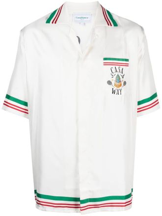 Casablanca Tennis Club Icon Seidenhemd - Wei&szlig;