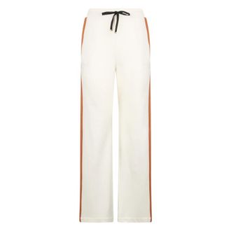 Moorer Wei&szlig;e lockere Hose mit Detail in Kamelfarbe. - - Trousers - Damen - Wei&szlig; - S