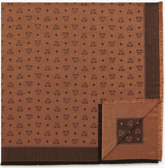MCM Schal aus Woll-Seiden-Jacquard mit Monogramm MARS GOLD WOVEN