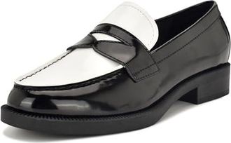 Nine West Mocassins Berg pour Femme, Noir/Blanc Verni 003, 37.5 EU