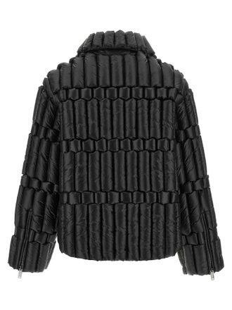 RAXXY 3D Geometric Block Quilted Down Jacket - Black