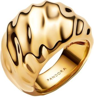 Pandora Pandora 163884C00 Bague de déclaration ondulée pour femme Doré, 54/17,2, Argent sterling, Aucune pierre précieuse
