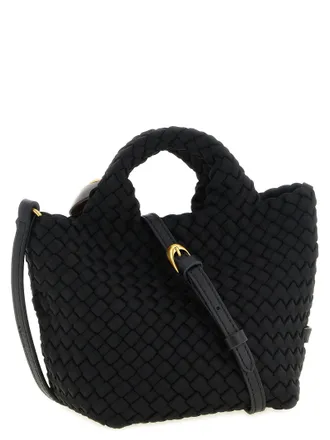 Naghedi Handwoven Neoprene Top Handle Bag - Black