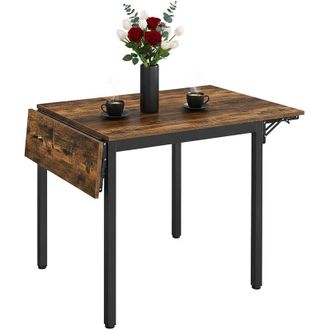 Relaxdays Relaxdays Esstisch klappbar, 2-4 Personen, HBT 76x120x78 cm, platzsparender Klapptisch, K&uuml;che, MDF, Eisen, braun/schwarz
