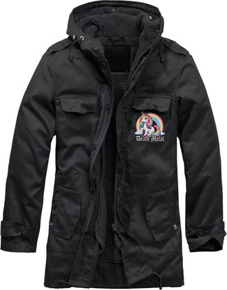 Spass Kostet Herren Parka Winterjacke Death Metal Einhorn Gr&ouml;&szlig;e M - 5XL mit raustrennbaren Innenfutter