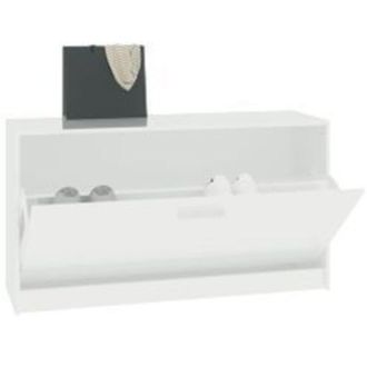 Les Tendances Meuble &agrave; chaussures 1 porte rabattable Venta - Version classique-Blanc brillant