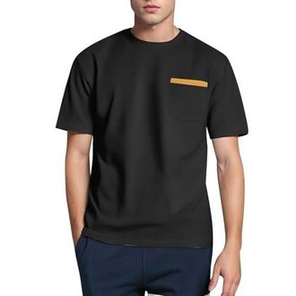 Generico T-shirts en coton pour homme, t-shirt large de sport &agrave; manches courtes oversize T-shirt respirant avec poches T-shirt dentra&icirc;nement uni avec col rond,
