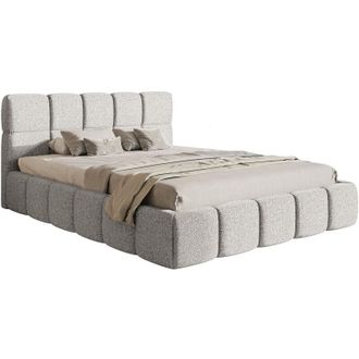 Selsey Selsey CLOUDY - Polsterbett mit Bettkasten, Chenille-Bezug in Hellgrau, 140 cm