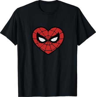 MARVEL Spider-Man Face Mask Valentines Heart Logo T-Shirt