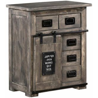 Massivmoebel24 Commode 70x45 Manguier laqué Gris RAILWAY 211