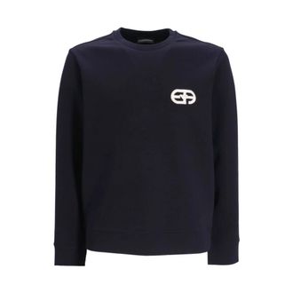 Emporio Armani Midnight Blue Logo Patch Crew Neck Sweatshirt - - Sweatshirts & Hoodies - Herren - Blau - 2XL