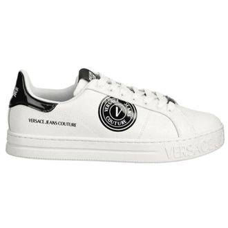 Versace Jeans Couture Homme, Chaussures, Blanc, Taille: 45 EU Baskets Blanches avec Détails Noirs