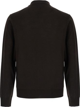 Emporio Armani Long-Sleeved Wool Polo Shirt - Brown