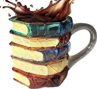 Generico Tasse aus bemaltem Buch | Glasbecher mit 3D-Farbe zum Lesen - Kaffee Frauen Leserinnen Bibliothek Lehrer B&uuml;ro Bibliothek Reise Tee Milch