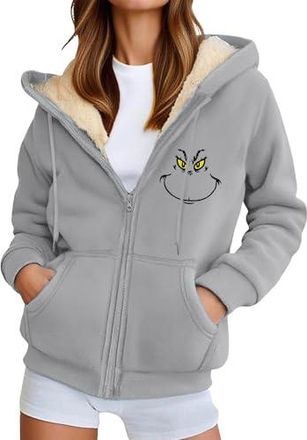 Generic Le Grinch Sweat A Capuche Femme Plaid Adulte Noel Christmas Sweet Pyjama Costume Vetement Hiver Oversize Femmes The 2025 Chaud Polaire Noël Vêtements 